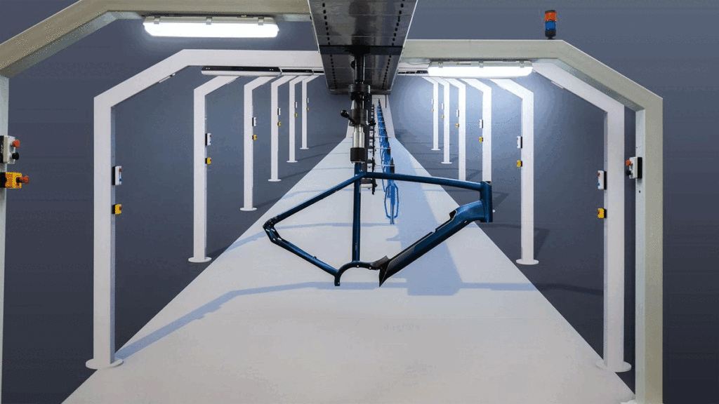 Stationary bicycle assembly station - Holland Mechanics